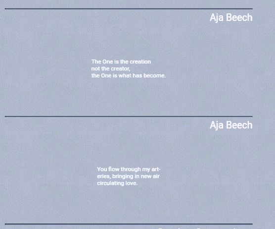 Three Line Poetry – Aja Beech